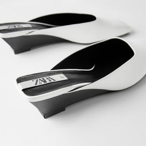 Zara | Shoes | Zara White Mini Wedge Mules | Poshmark